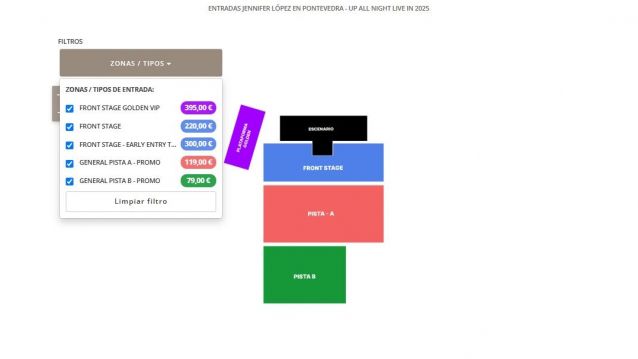 Entradas de 79 a 395 euros para ver a Jennifer López en Pontevedra